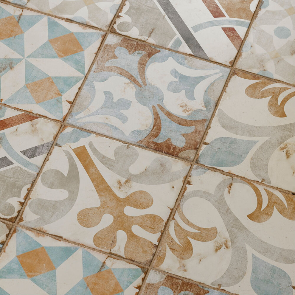 Garcia Patrona Patchwork Mix Matt Porcelain Wall & Floor Tile 200mm x ...