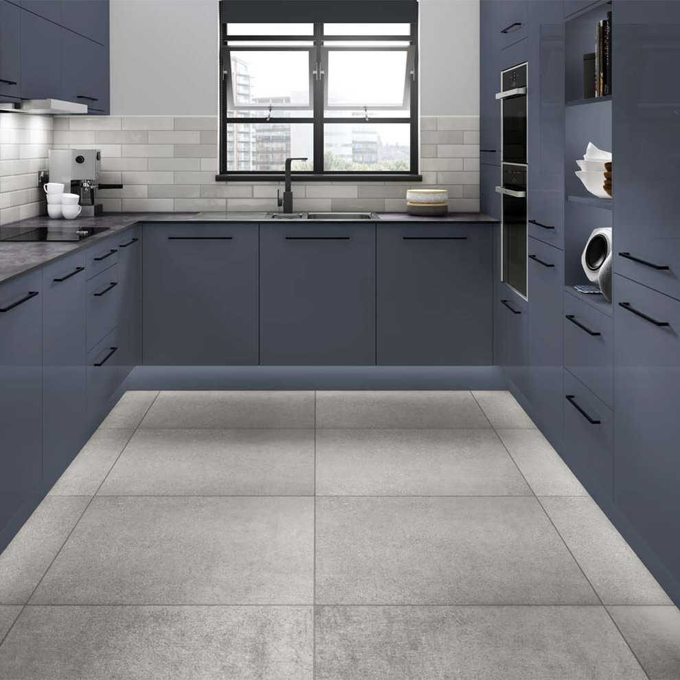 Castile Dark Grey Matt Porcelain Wall & Floor Tile 800mm x 800mm (2 per ...