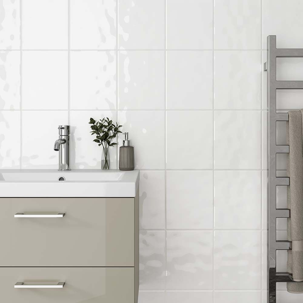 Bumpy Glossy Gloss Ceramic White Wall Tile 200mm x 200mm (25 per Box ...