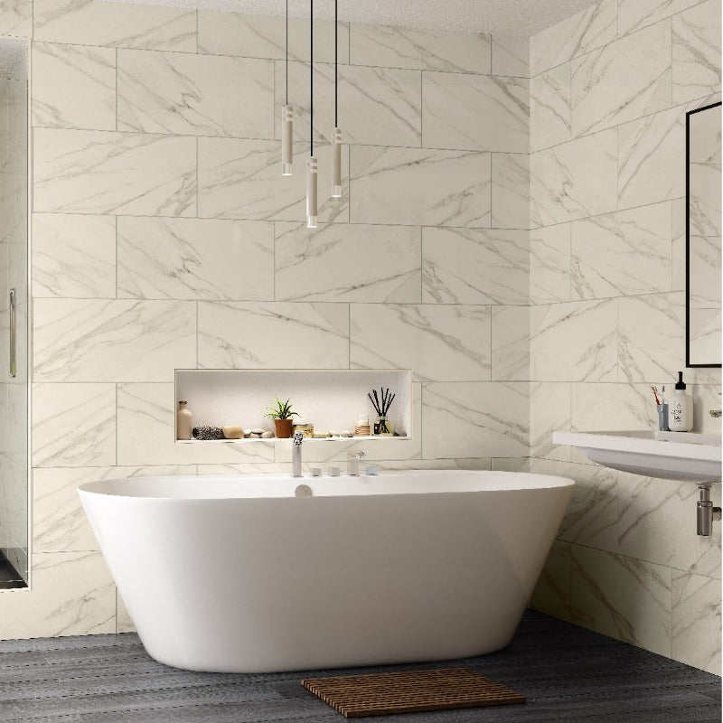 Mood Carrara Marble Effect 600mm x 300mm Gloss White (11 per Box ...