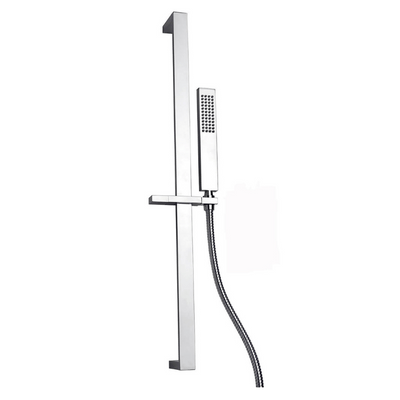 Aqua Alto Square Chrome Slide Rail Kit w/Hand Shower and 700mm Double ...