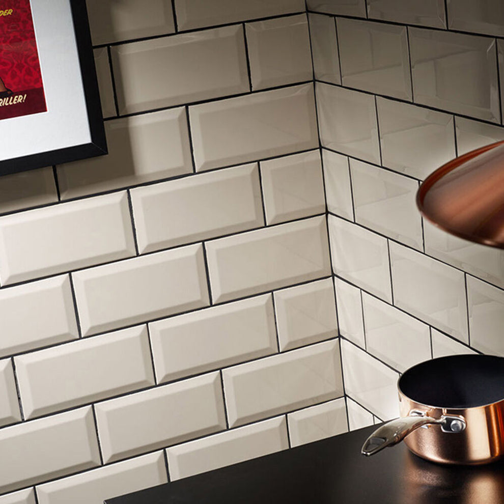 Metro Bone Gloss Ceramic Wall Tile - All Sizes - Buy Now – Tiles4Less